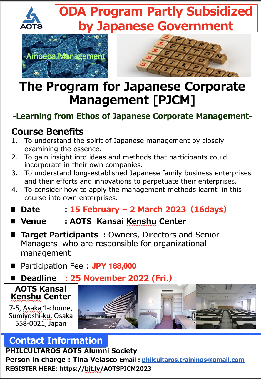 The Program for Japanese Corporate Management [PJCM] – PHILCULTAROS, INC.